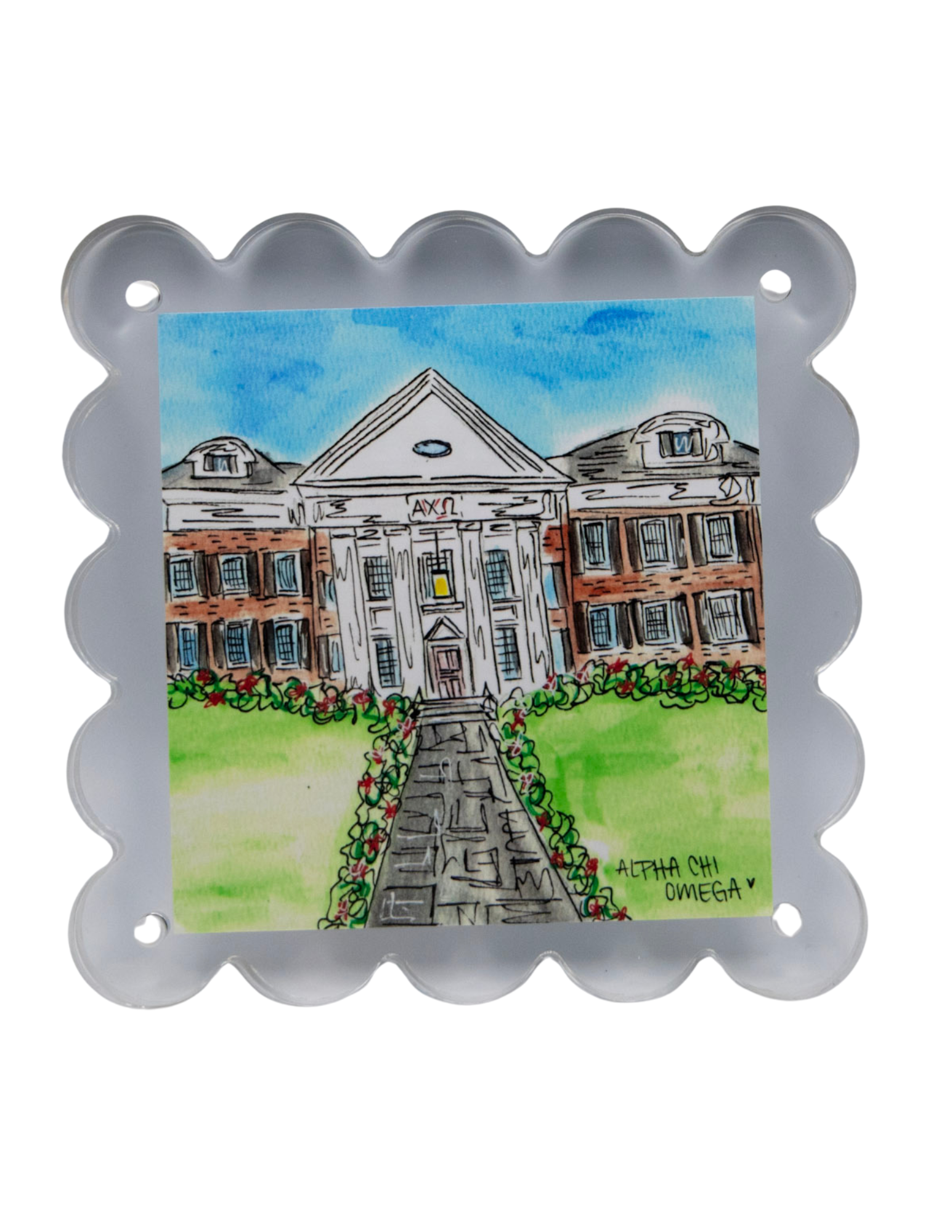 Alpha Chi Omega Arkansas House Print and Frame – Houndstooth Greek